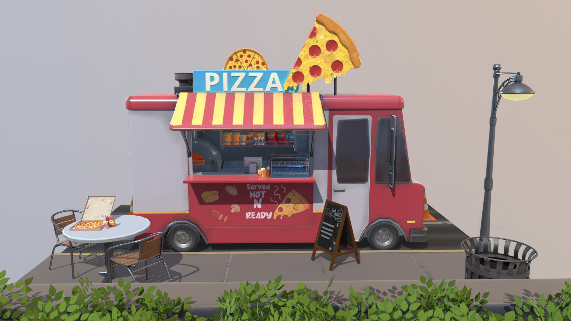 3D model Stylized Pizza Truck VR / AR / low-poly | CGTrader