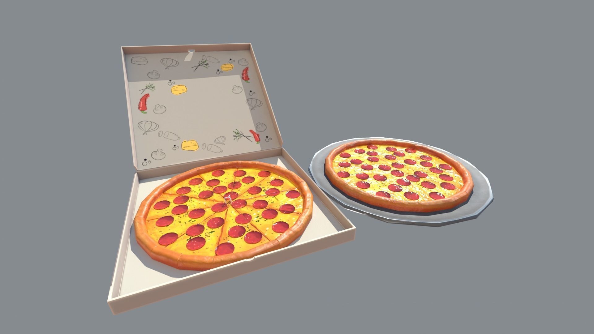 3D model Stylized Pepperoni Pizza VR / AR / low-poly | CGTrader