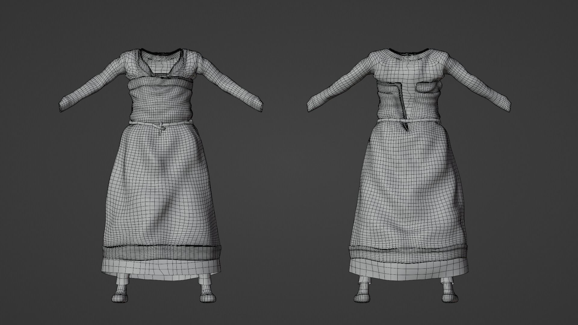 3D model Villigers Male Female Medieval Peasants Game Ready PBR VR / AR ...