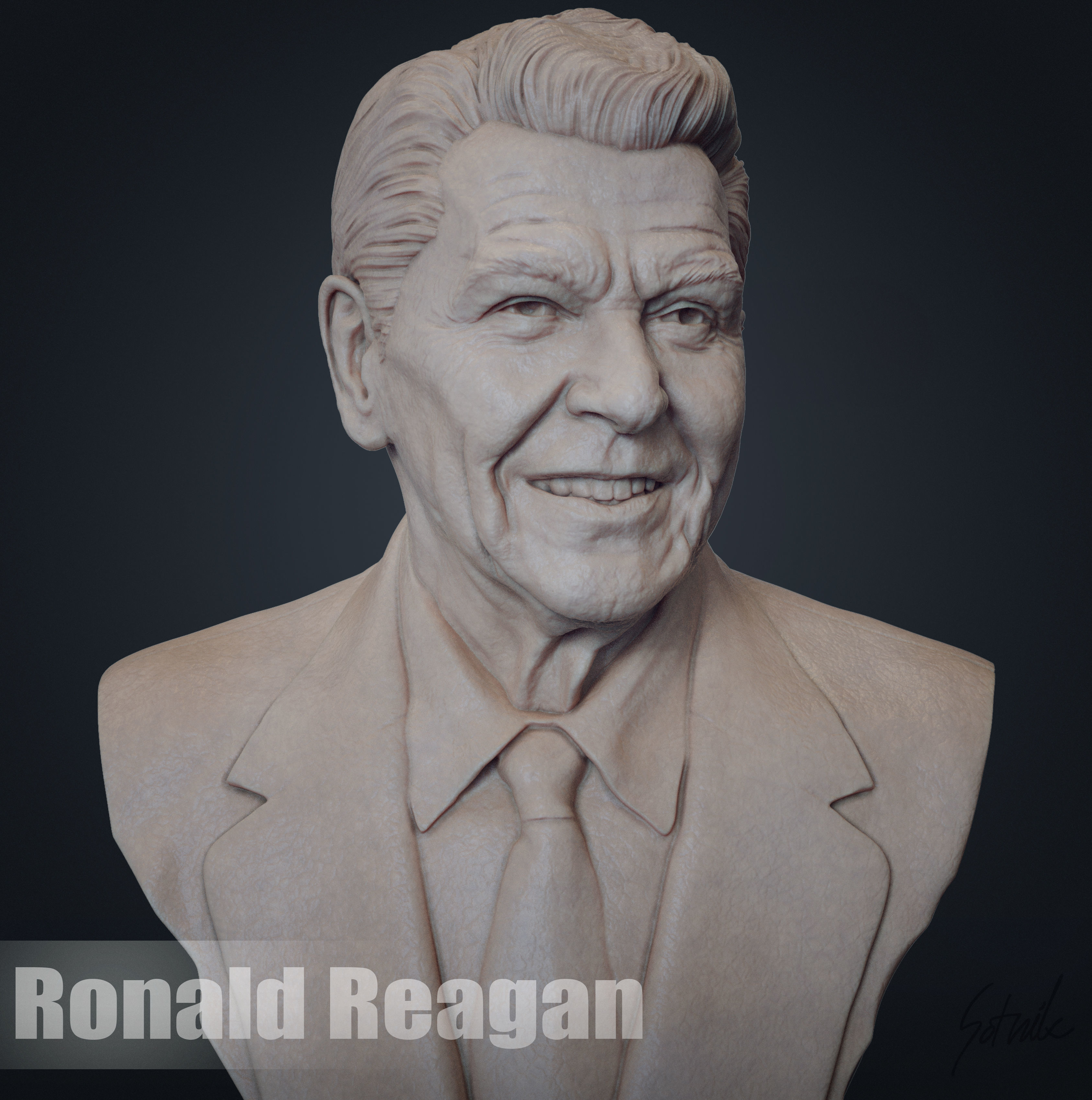 Ronald Reagan 3D model 3D printable | CGTrader