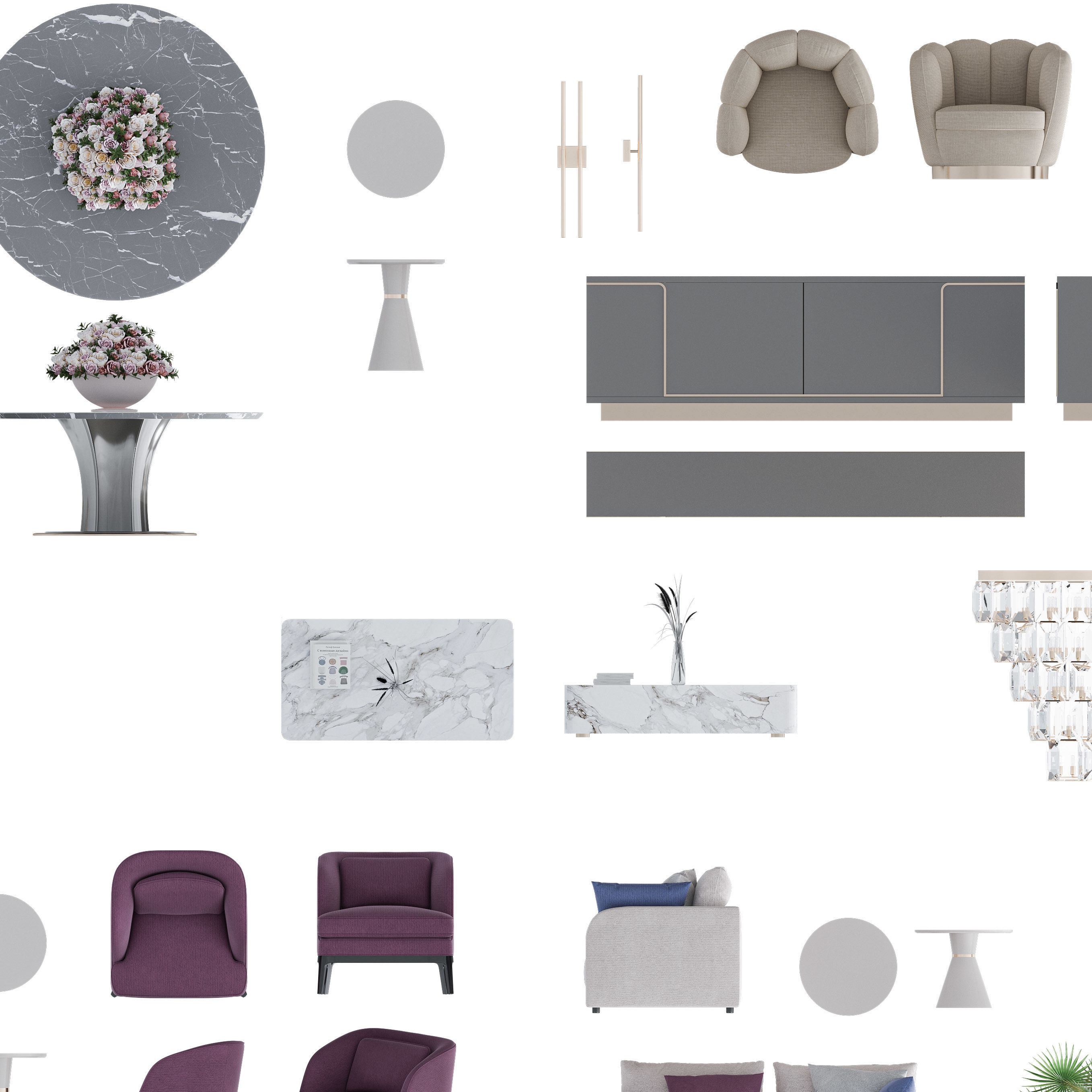 FLOOR PLAN 2d furniture top view 3D render realistic part 1 3D model ...