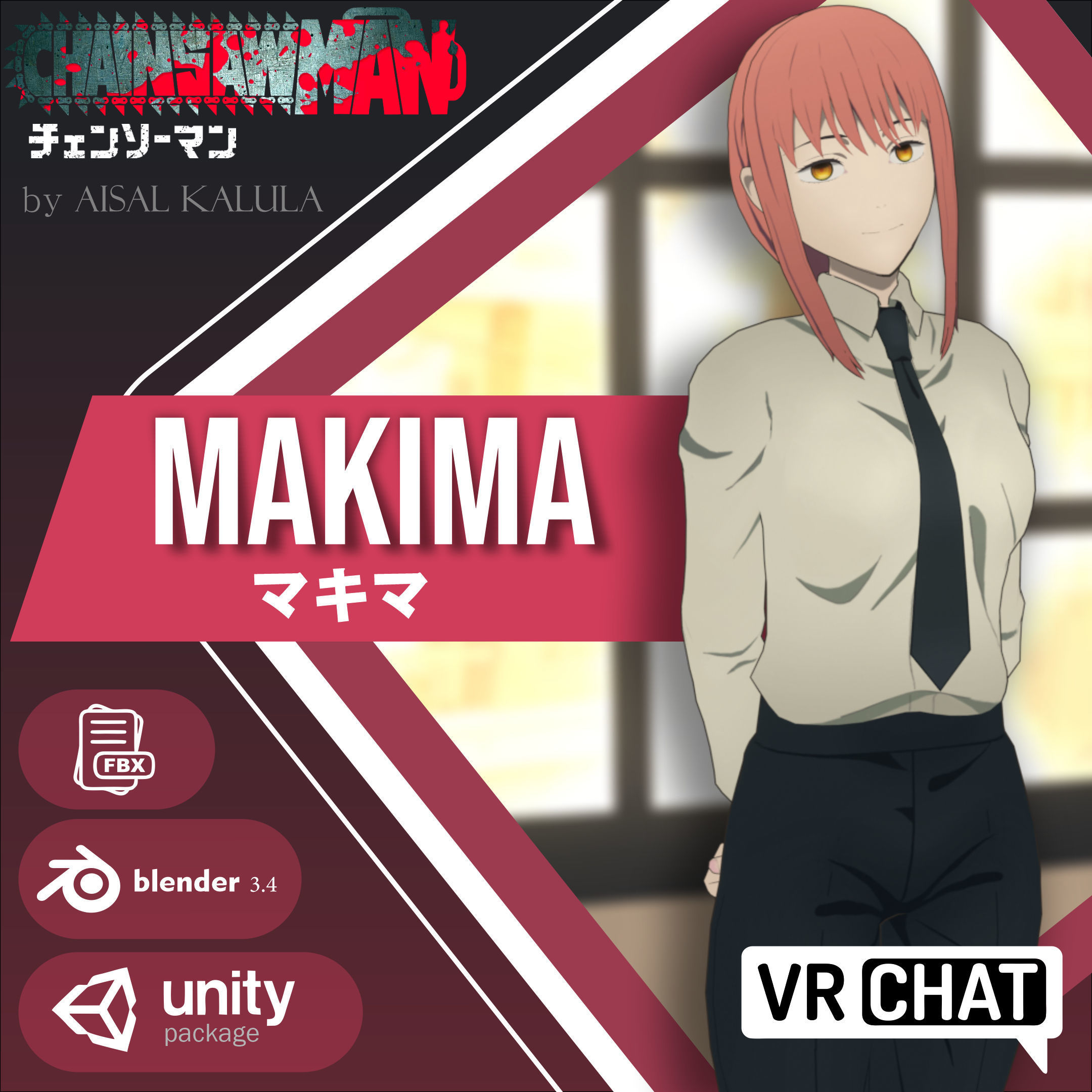 3D model VRChat Avatar - Makima - Chainsaw Man VR / AR / low-poly | CGTrader