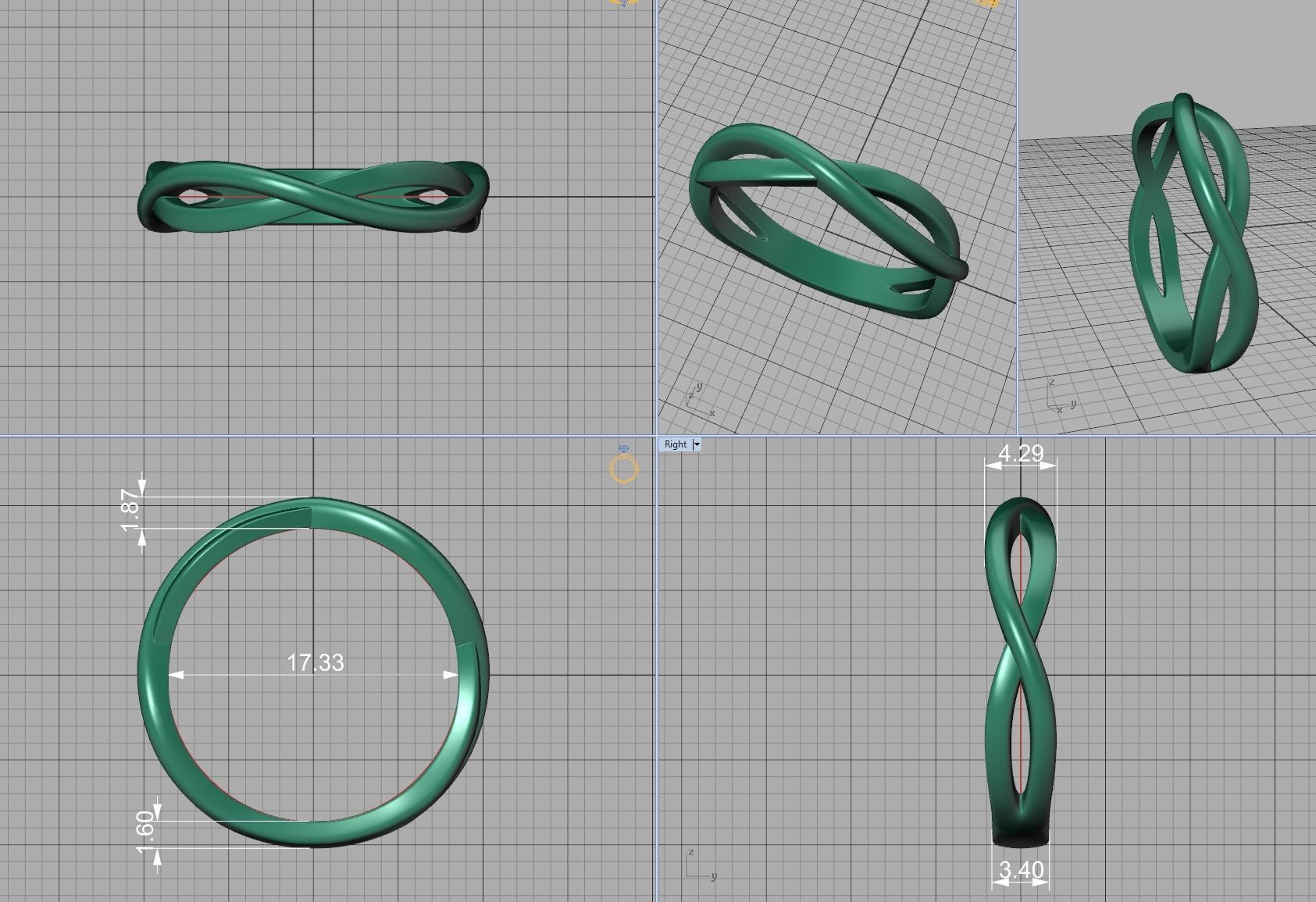 Sofia Infinity Band ring Endless Love Fashion Ring 3dmodel 3D model 3D printable | CGTrader