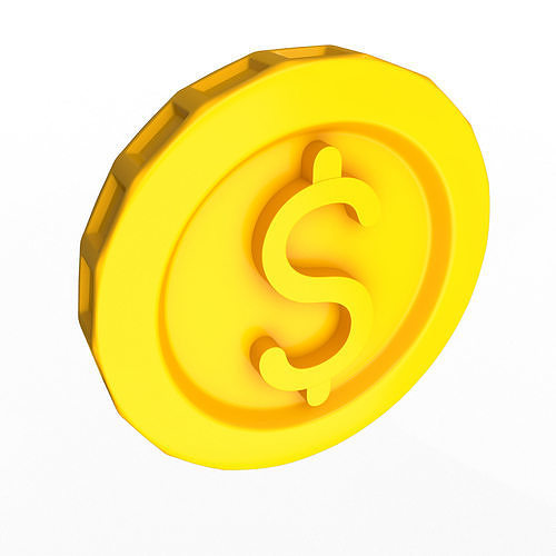 3D model Golden Dollar Coin Cartoon VR / AR / low-poly | CGTrader