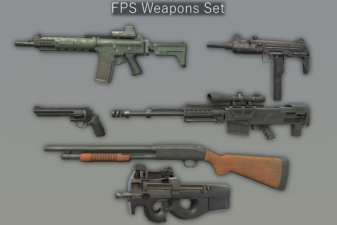 3D model FPS Weapons Set VR / AR / low-poly | CGTrader