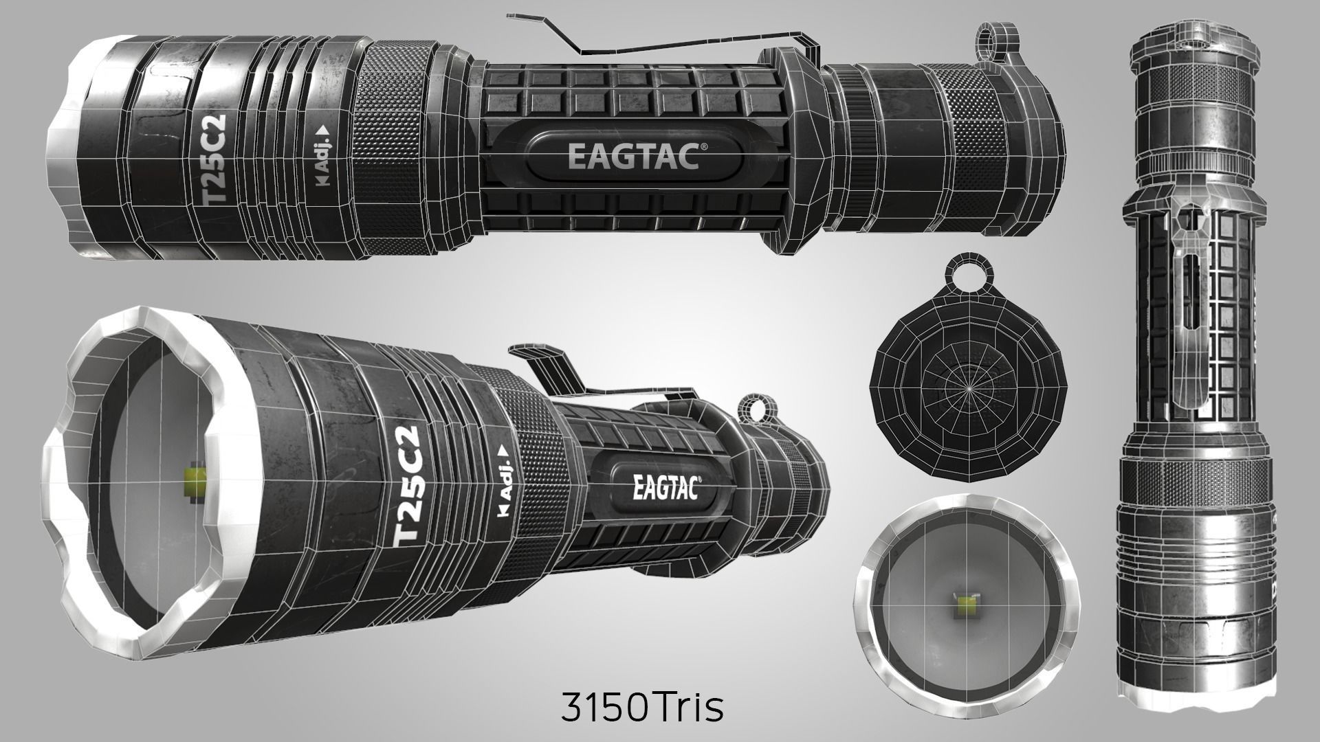3D model Military flashlight - Game Ready 4K VR / AR / low-poly | CGTrader
