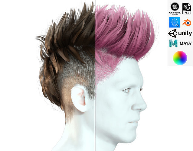 3D model Realistic Hair hawk cyberpunk VR / AR / low-poly | CGTrader
