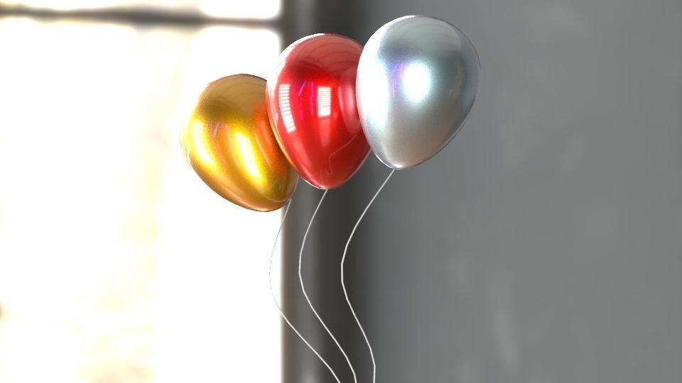 balloon three colorful balloons on stick free 3D model | CGTrader