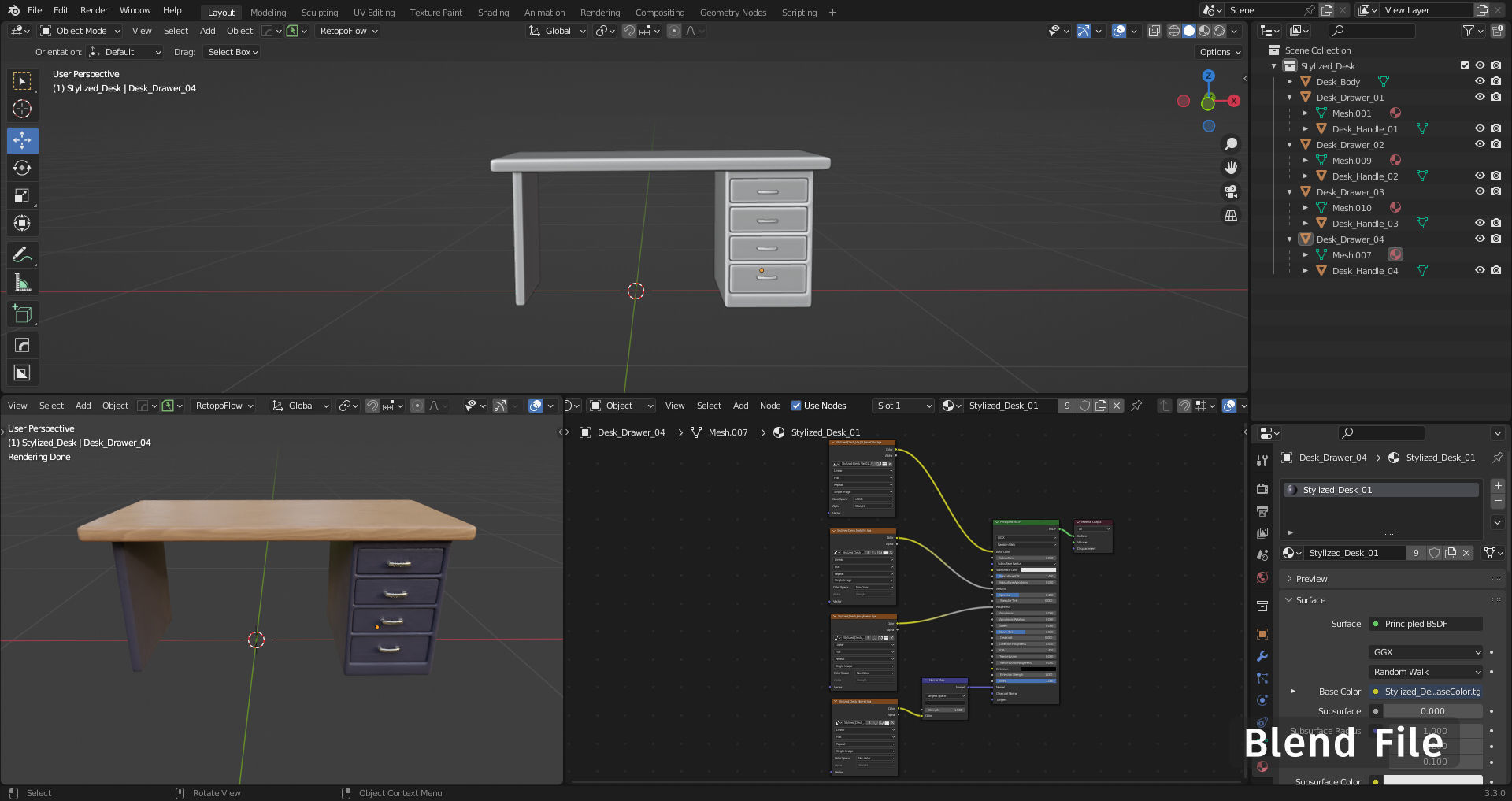 Stylized Office Desk free 3D model | CGTrader
