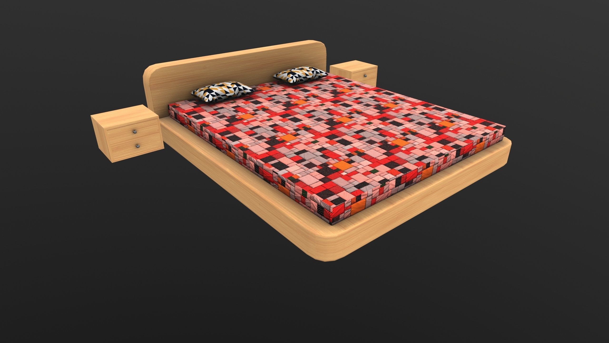 3D model Stylish Bed AR VR Lowpoly PBR with game ready 3d Model VR / AR ...