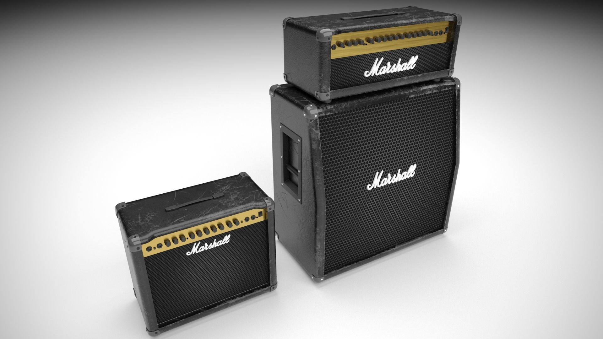 Marshall Guitar Amp and Header 3D model | CGTrader