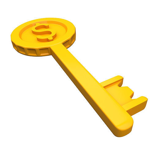 3D model Key with Dollar Coin Cartoon VR / AR / low-poly | CGTrader