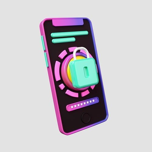 3D model Cyber Protection Phone 3D Illustration VR / AR / low-poly ...