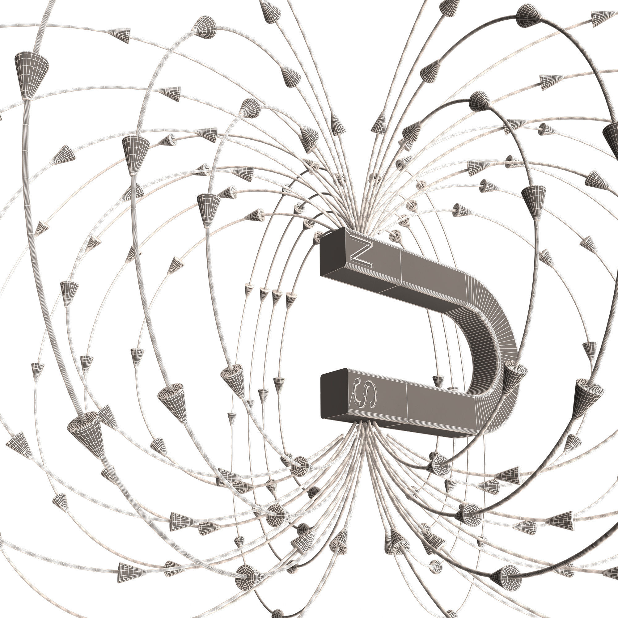 Magnetic Field U Shape Magnet 3D model | CGTrader