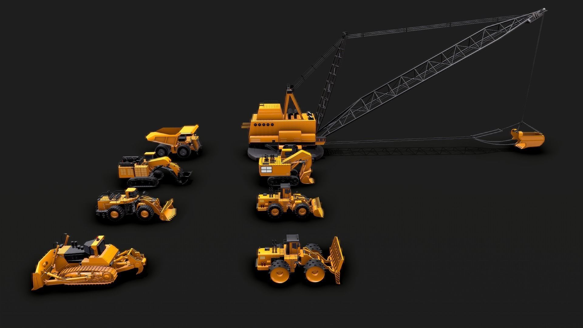 3D Model Collection Construction and Mining Machines VR / AR / low-poly ...