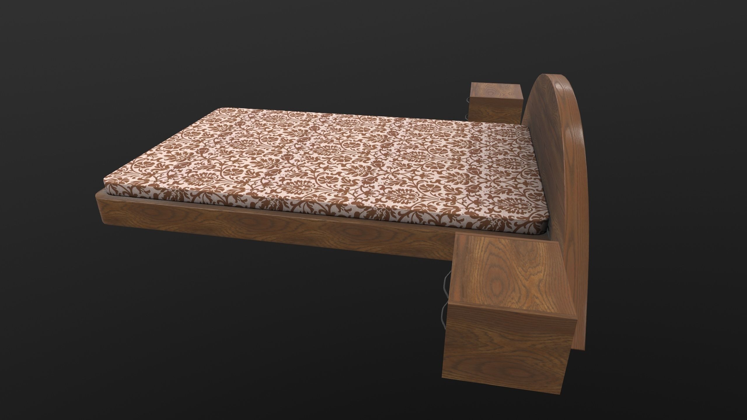 3D model Wooden Bed AR VR Lowpoly PBR VR / AR / low-poly | CGTrader