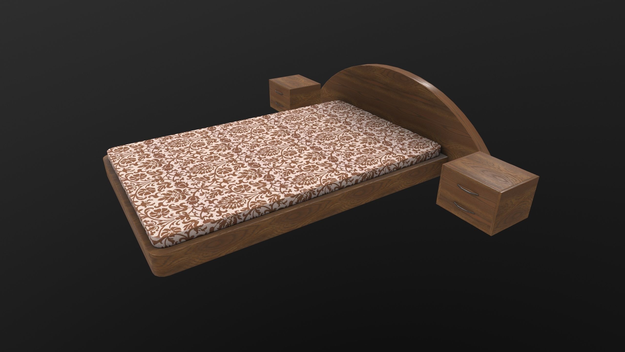 3D model Wooden Bed AR VR Lowpoly PBR VR / AR / low-poly | CGTrader