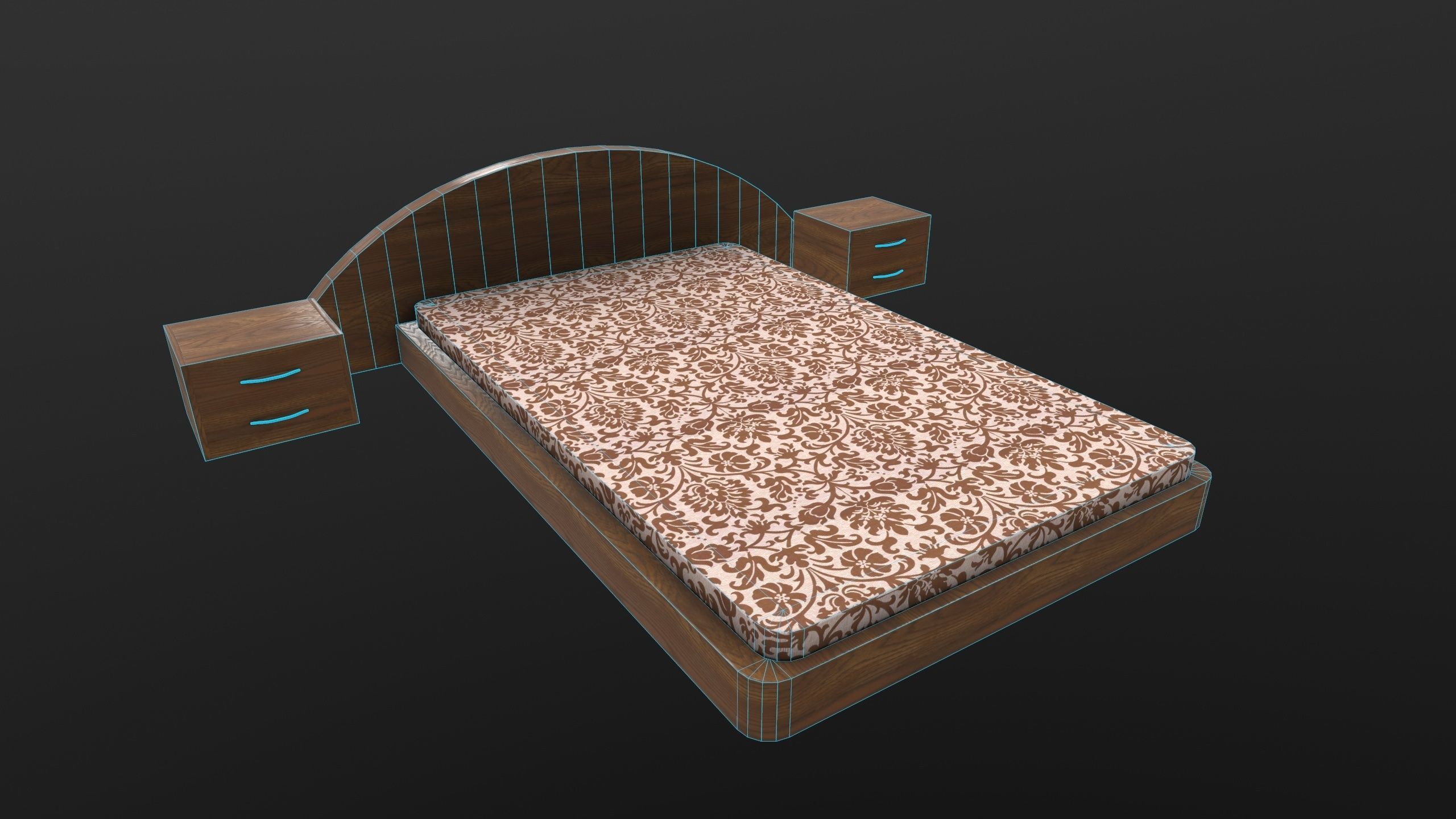 3D model Wooden Bed AR VR Lowpoly PBR VR / AR / low-poly | CGTrader