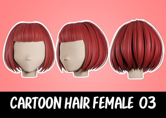 3D model Cartoon Hair Female 03 VR / AR / low-poly | CGTrader