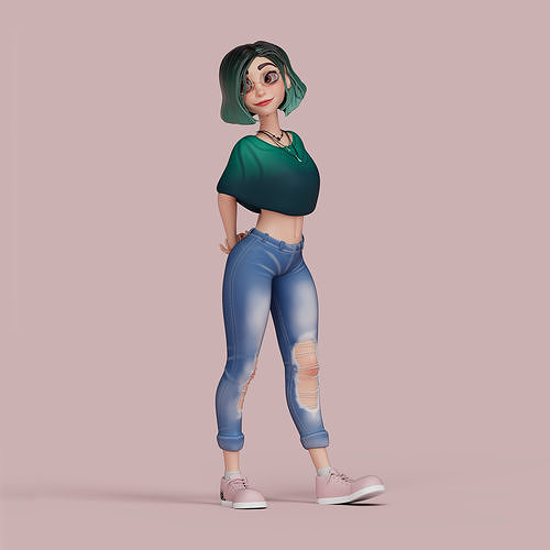 Stylized Female Character 3D model rigged | CGTrader