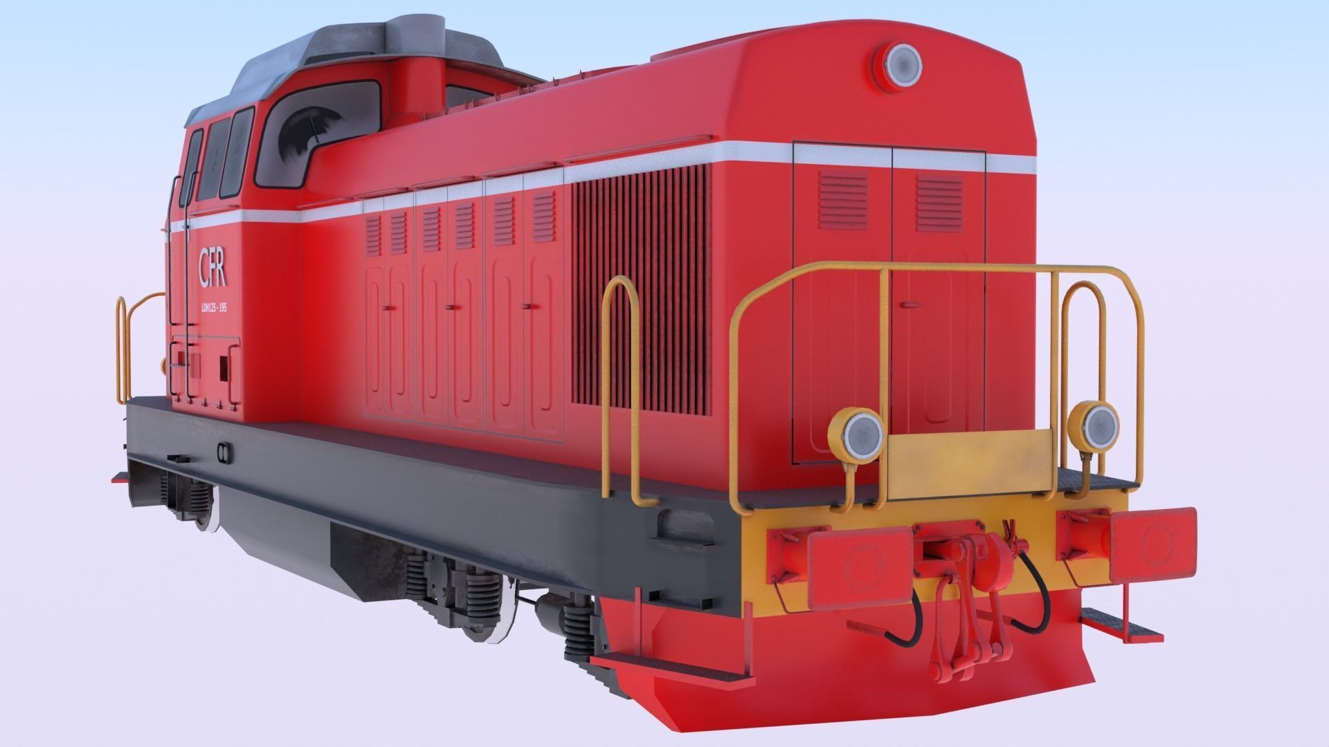 Locomotive red PBR textures 3D model | CGTrader