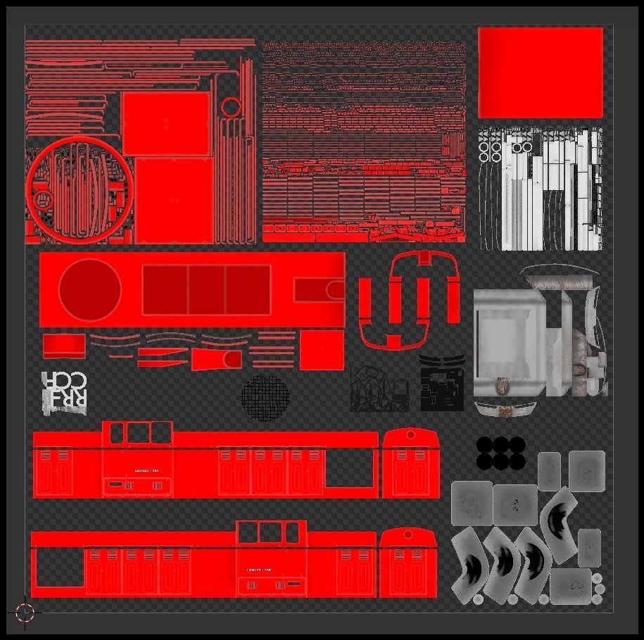 Locomotive red PBR textures 3D model | CGTrader