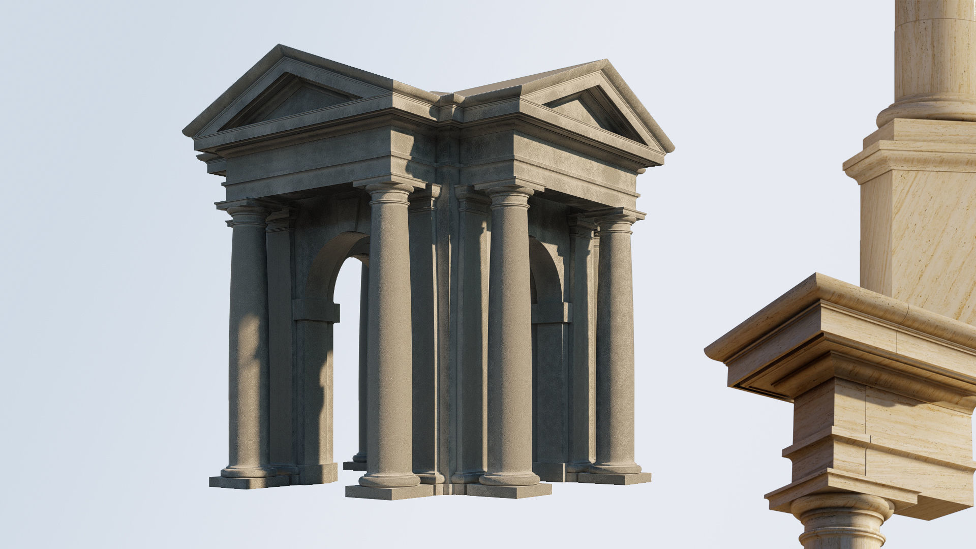 Tuscan order Arched portico in with freestanding column 3D model | CGTrader