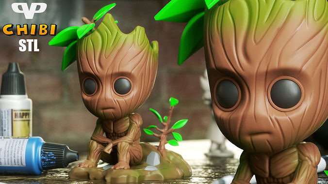 Baby Groot Chibi STL for 3D Printing ChibiSTL 3DXM 3D model 3D ...