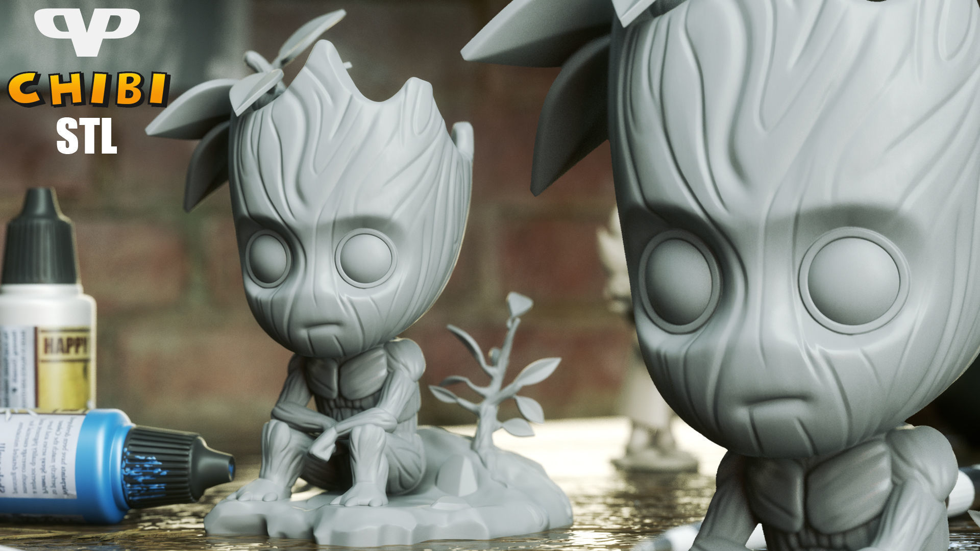 Baby Groot Chibi STL for 3D Printing ChibiSTL 3DXM 3D model 3D ...