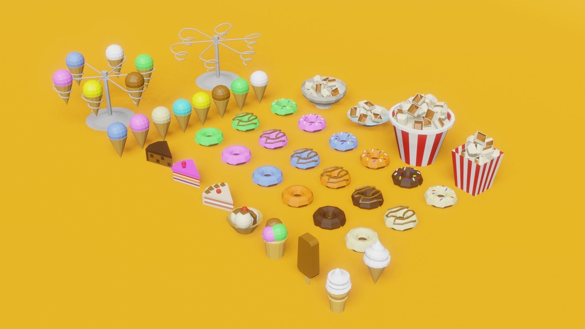 3D model Ice Cream Low-poly Food Pack VR / AR / low-poly | CGTrader