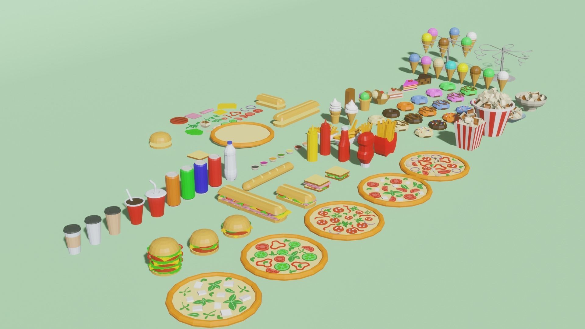 3D model Food and Constructor - Low Poly Pack 3D VR / AR / low-poly ...