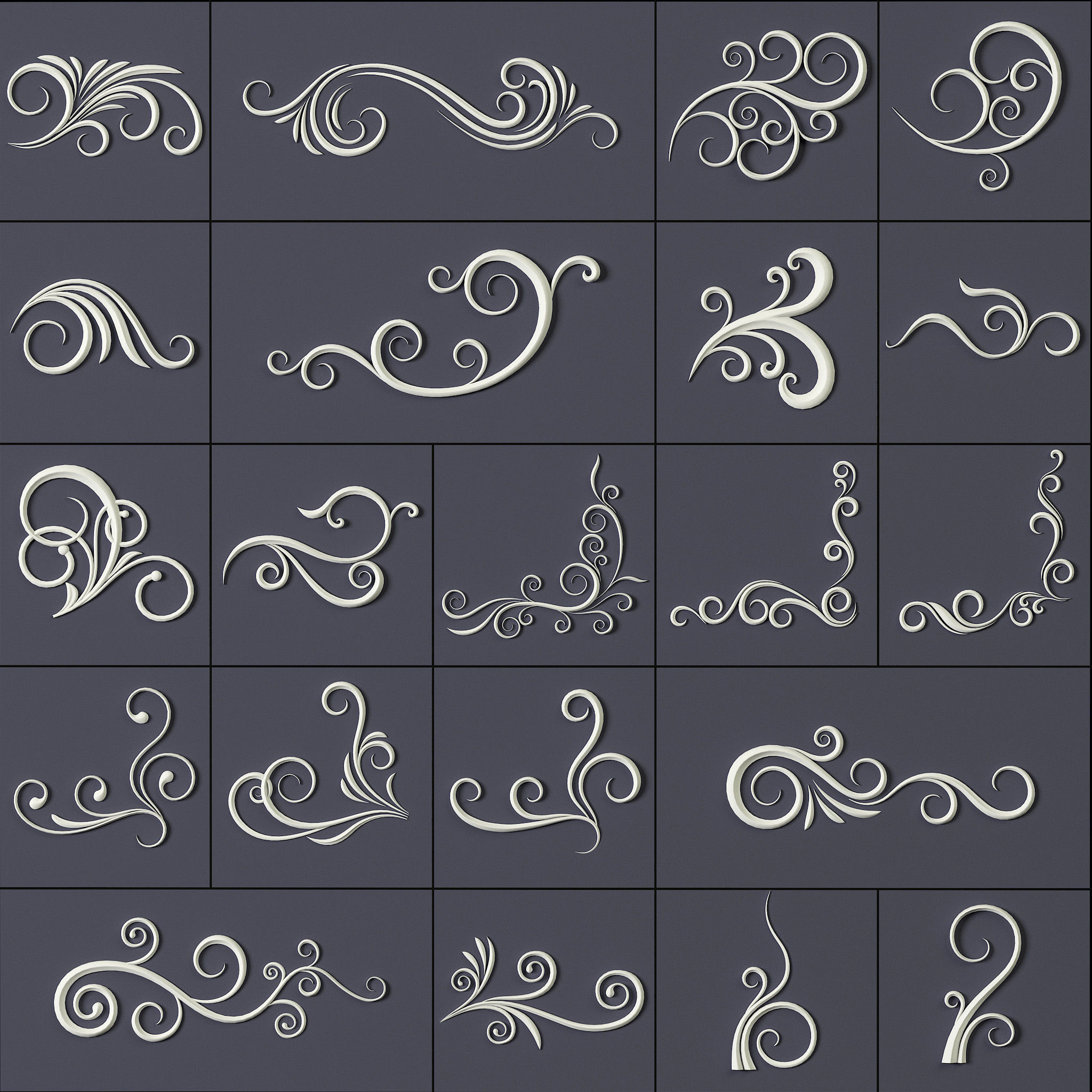 407 Floral Ornament Brushes 4K Alphas and 3D Models- VOL 02 3D model ...