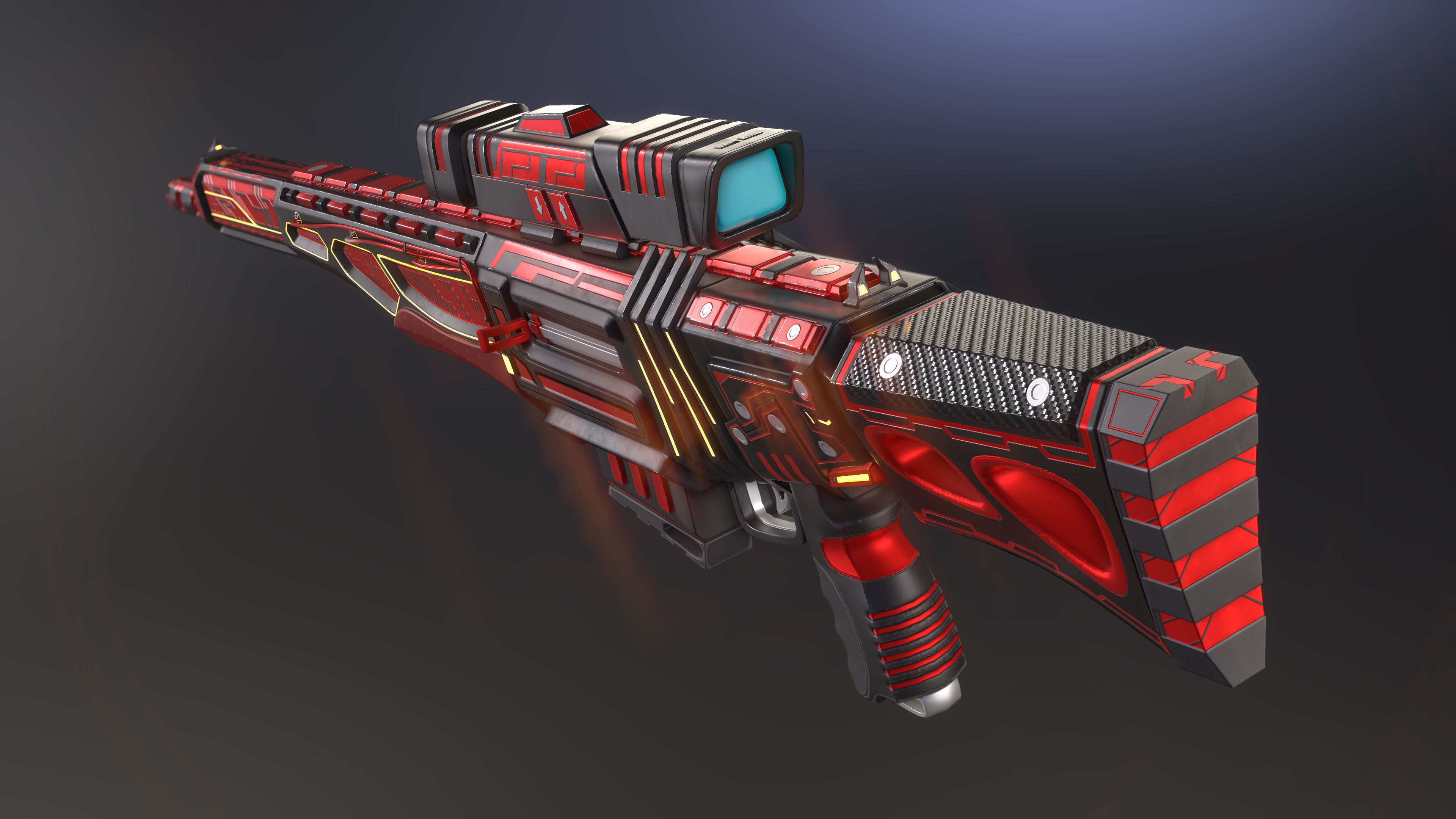 3D model PBR game ready sci fi sniper rifle package VR / AR / low-poly ...