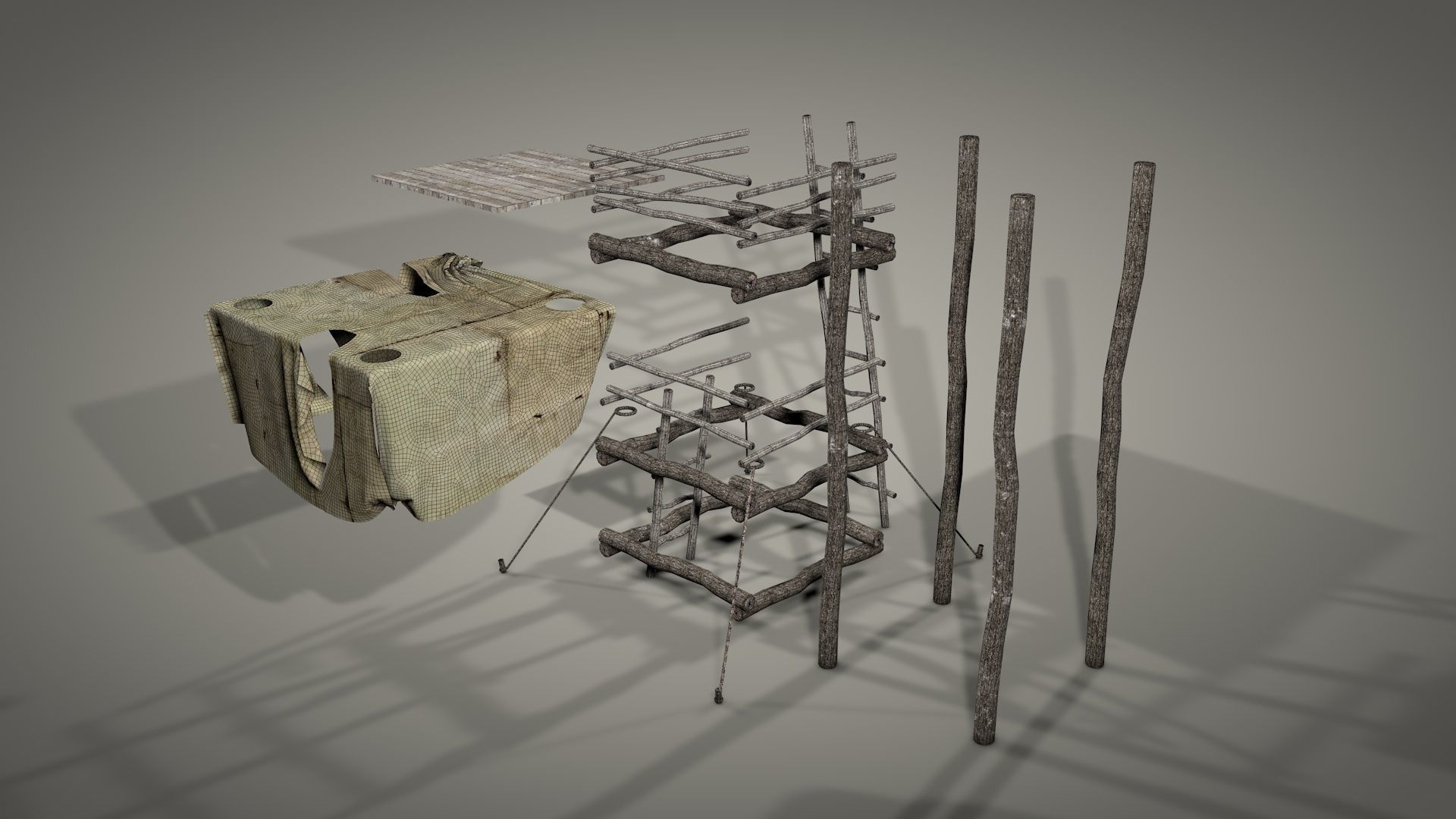 Survival Camping Gear Set 3D model | CGTrader