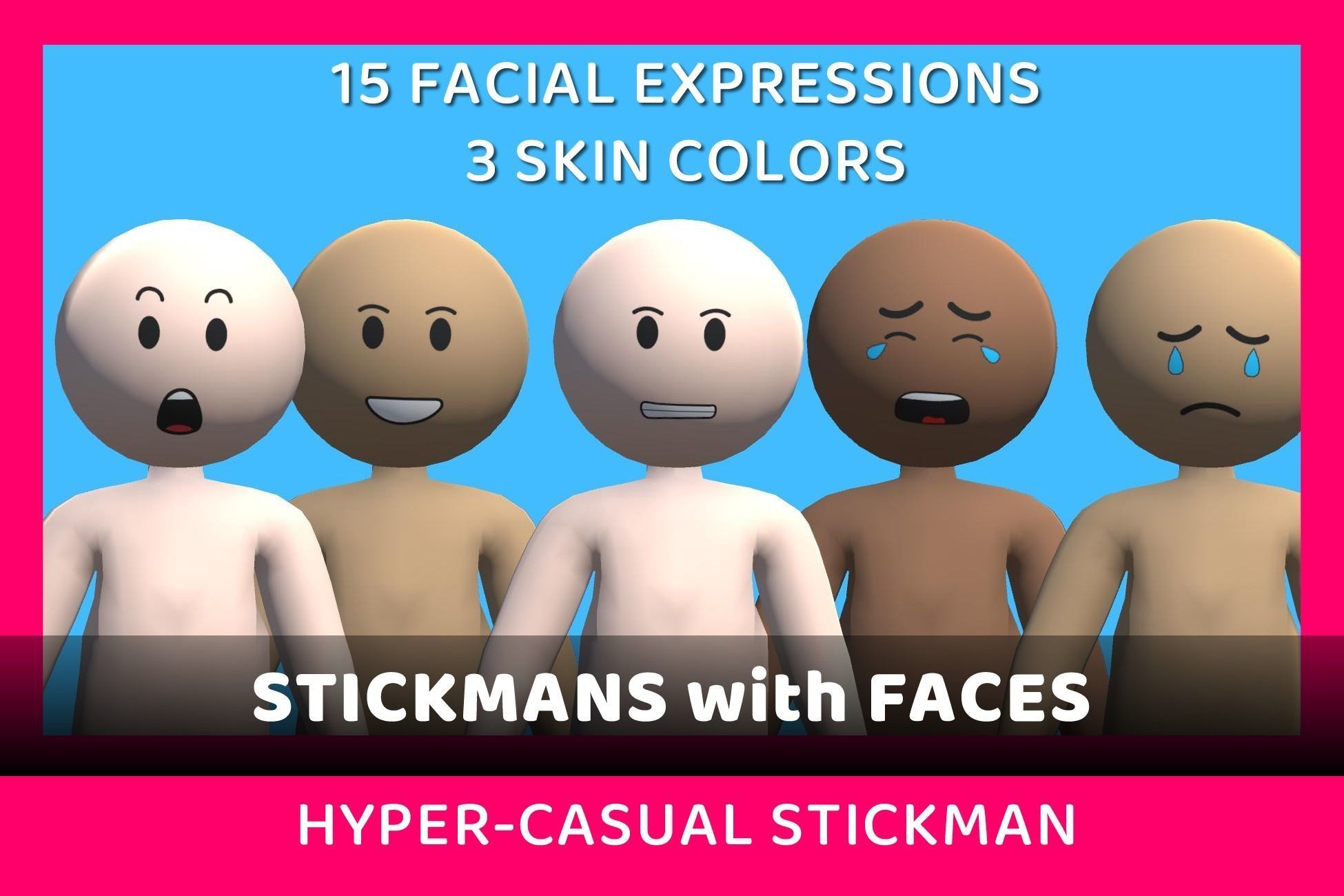 3D model Lowpoly Stickman - Facial Expressions - HyperCasual Stickman ...