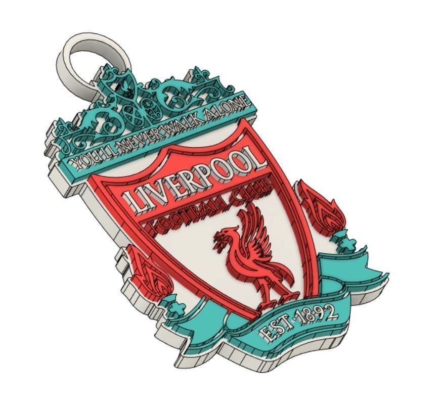 FC LIVERPOOL TWO COLOR PRINTABLE KEYCHAIN 3D model 3D printable | CGTrader