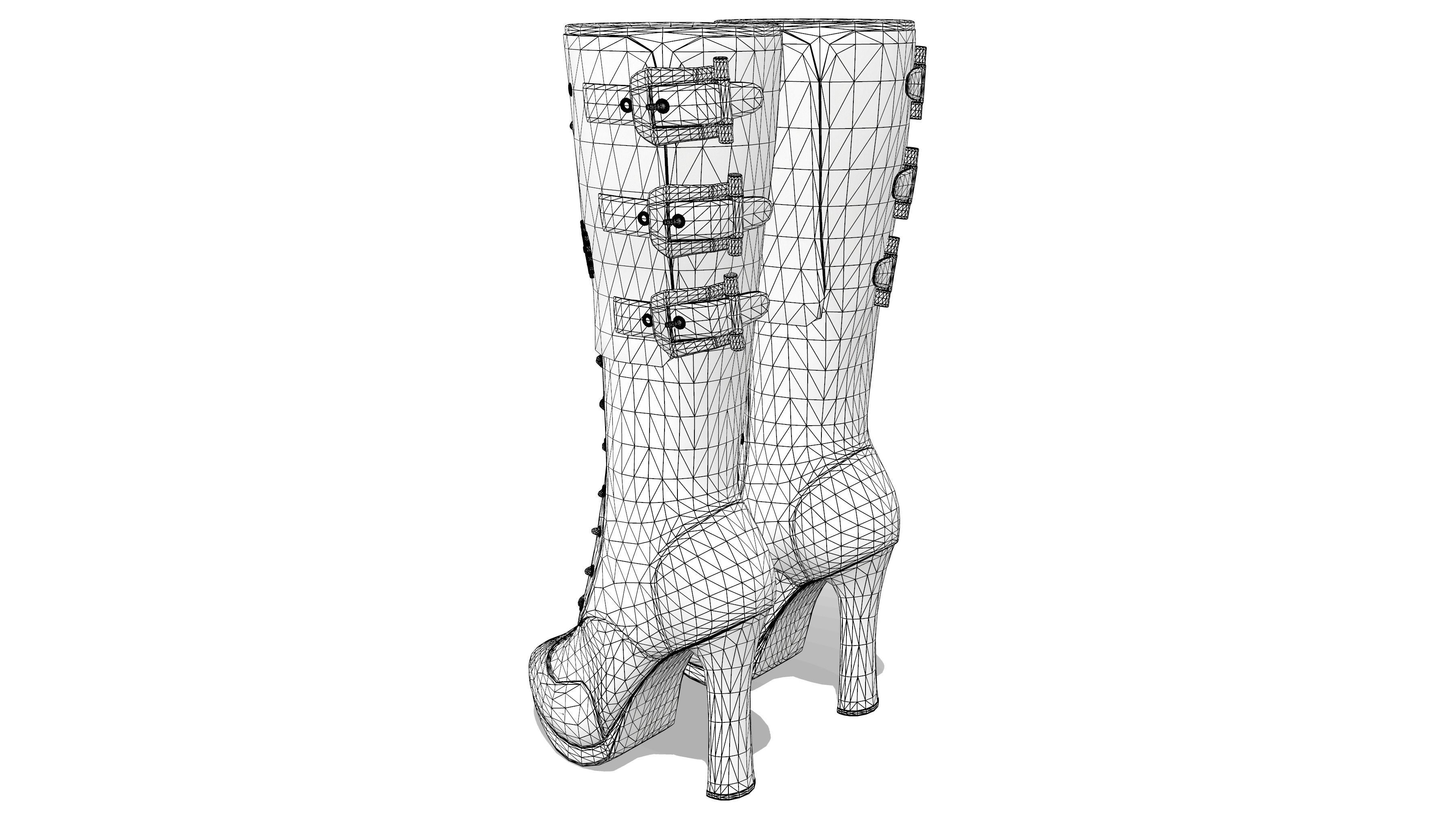 3D model Steampunk High Heel Platform Boots VR / AR / low-poly | CGTrader