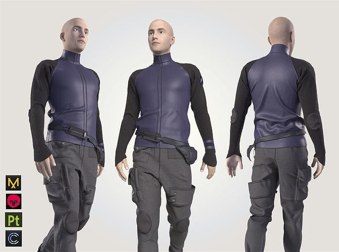 3D man clothes cyberpunk futuristic 3D model | CGTrader