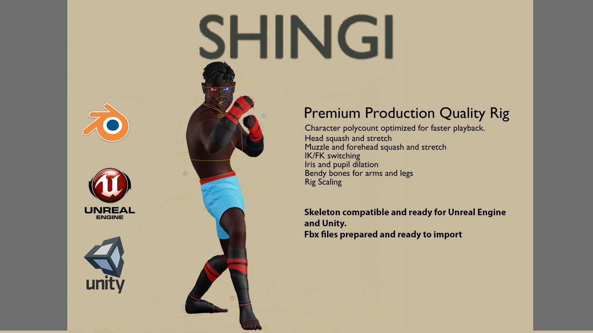 3D model SHINGI RIG BLENDER VERSION VR / AR / low-poly | CGTrader