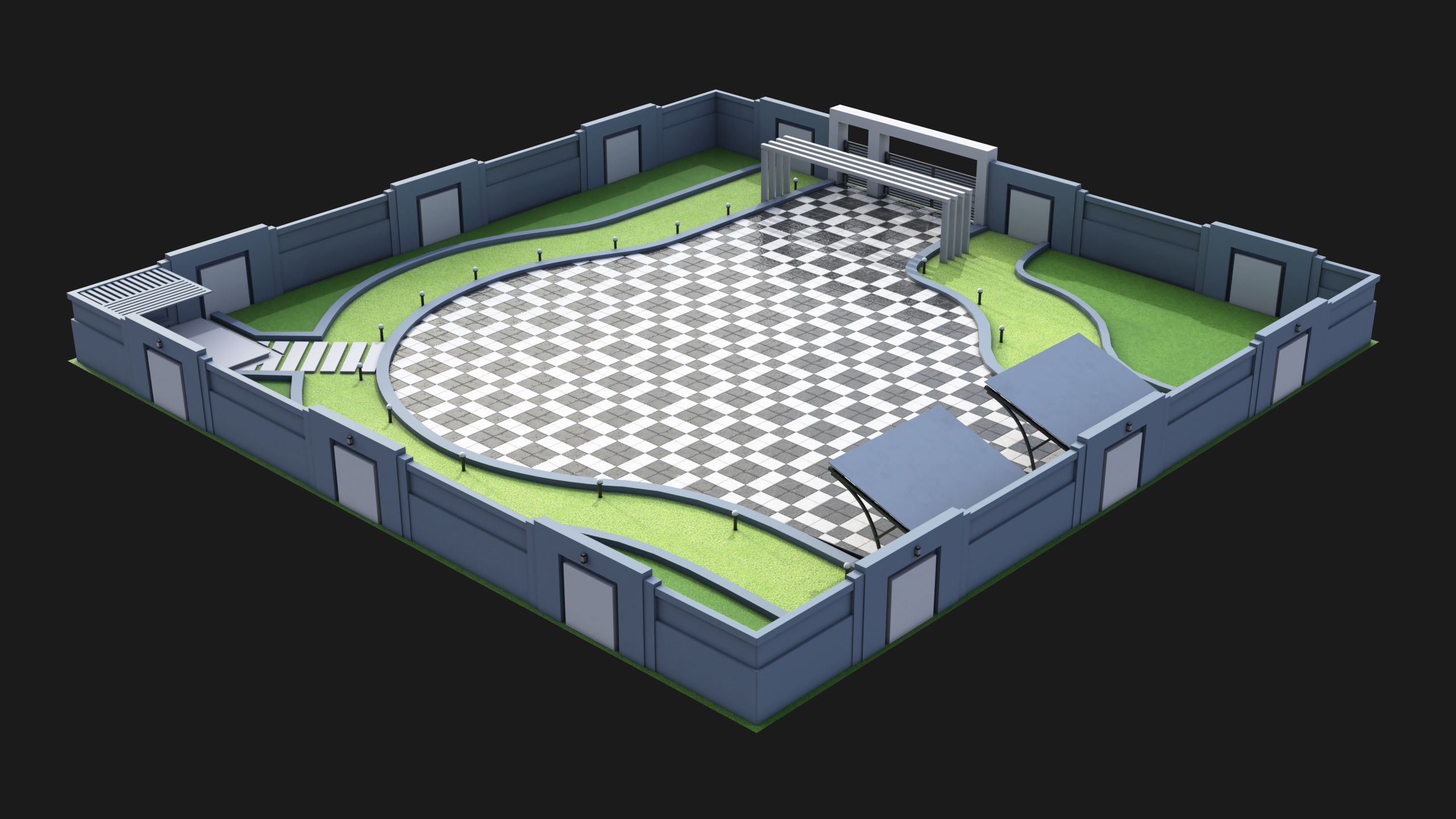 3D model Compound wall 02 All PBR Unity UE Textures Included VR / AR ...