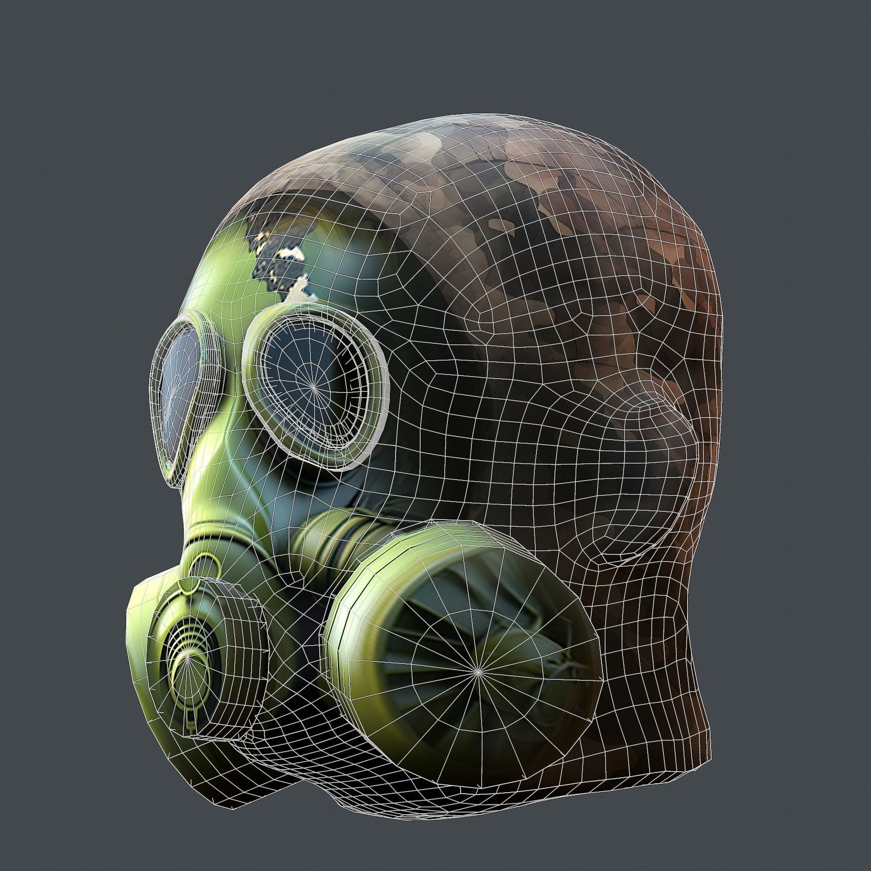 3D model helmet Gas mask 3d model military combat Low-poly VR / AR ...