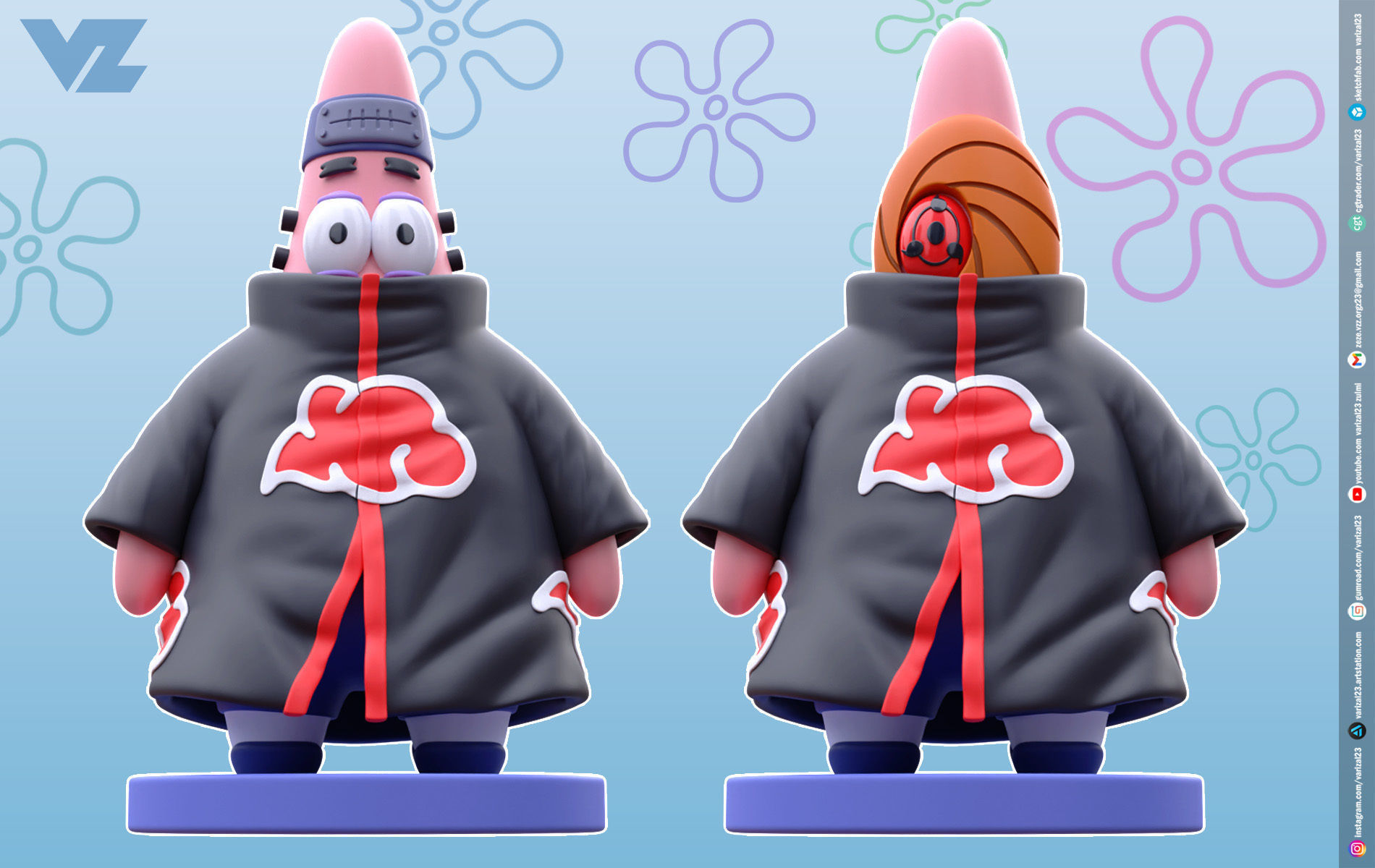 Patrick Star Akatsuki - 4 in 1 - SpongeBob SquarePants X Naruto 3D ...