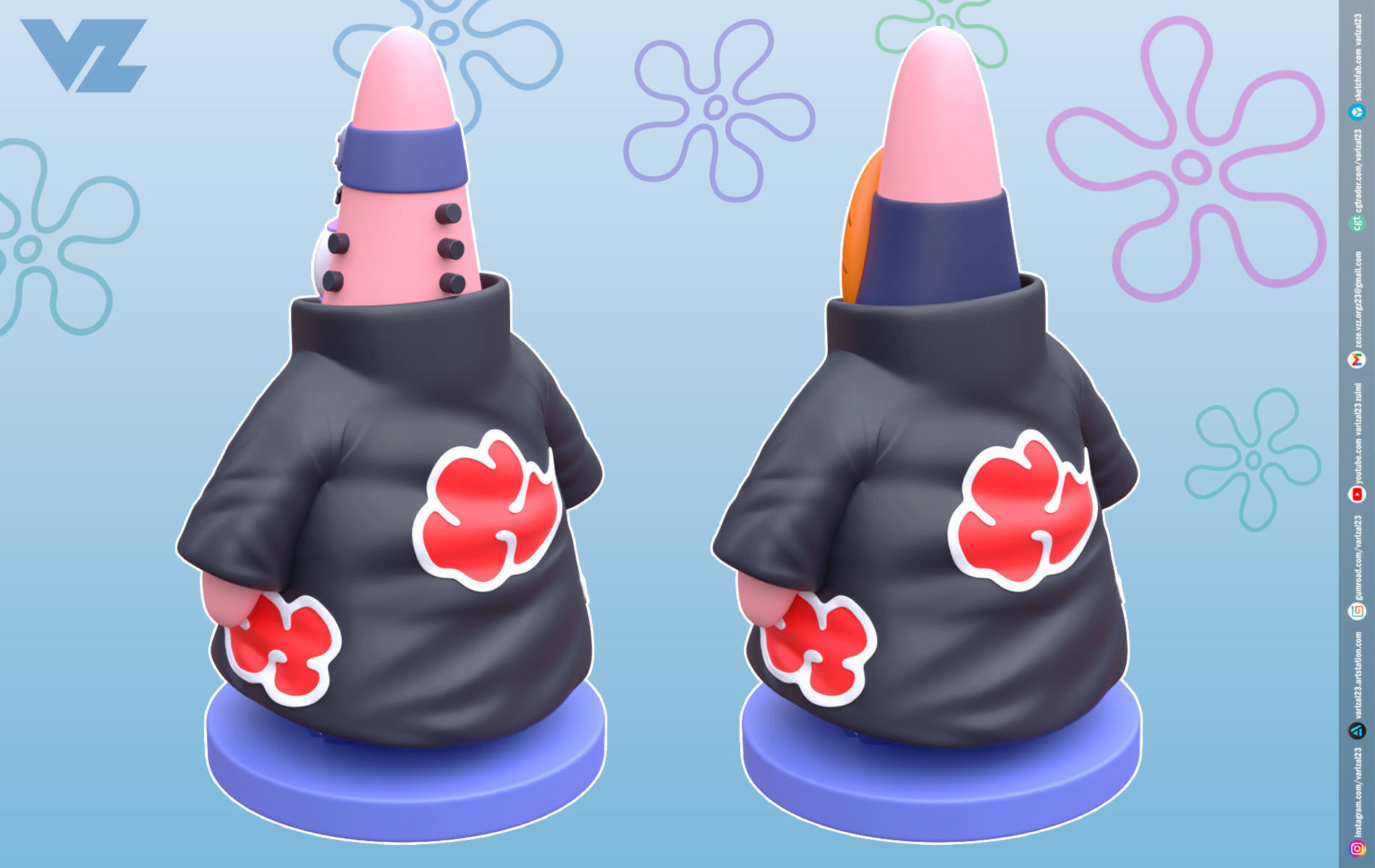 Patrick Star Akatsuki - 4 in 1 - SpongeBob SquarePants X Naruto 3D ...