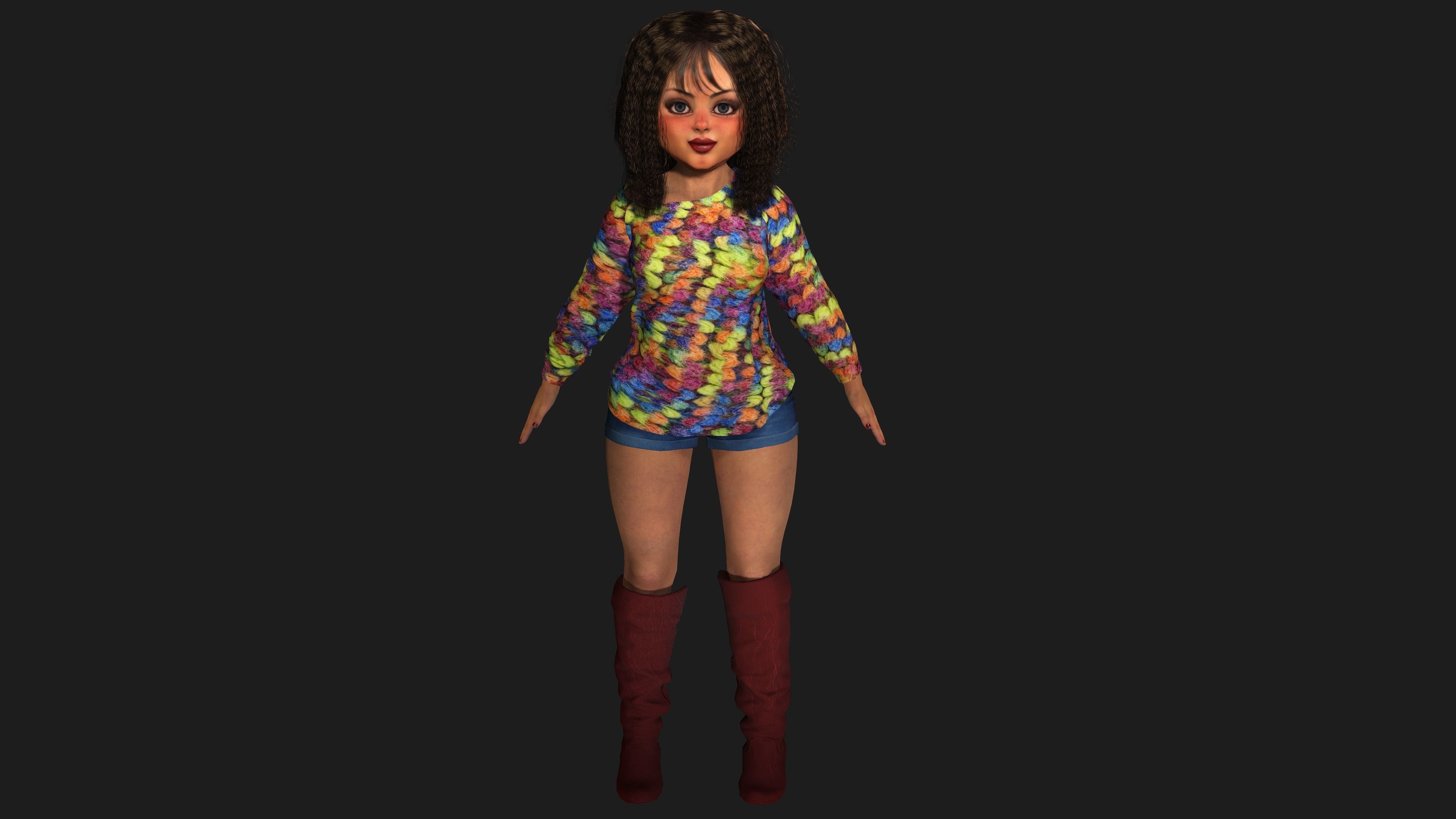 3D model AAA 3D Cartoony Girl 02 -Realistic Stylized Game Ready ...