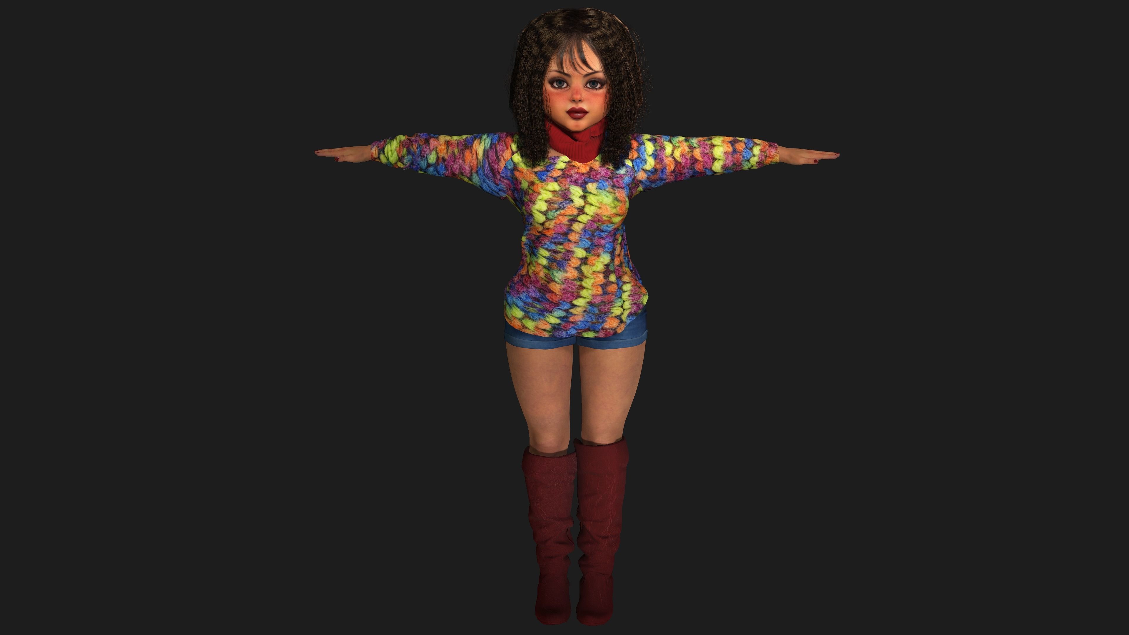 3D model AAA 3D Cartoony Girl 02 -Realistic Stylized Game Ready ...