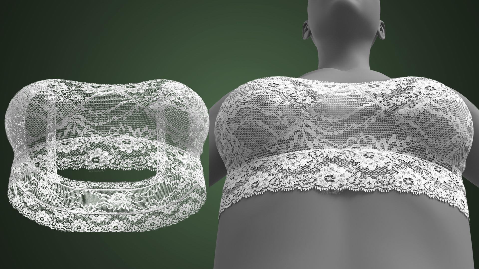 Lace Bra Fitted to Gen8 Body Mesh 3D model | CGTrader