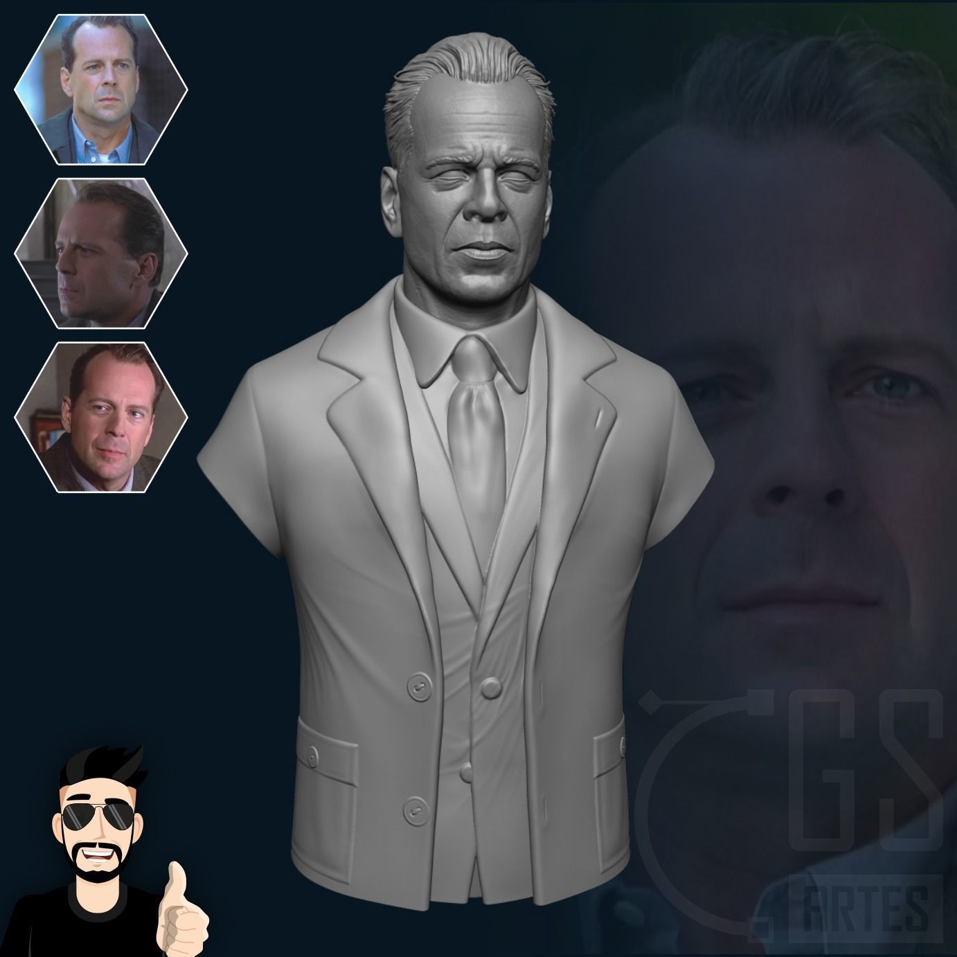 BRUCE WILLIS - MALCOLM CROWE - BUST 3D PRINT 3D model 3D printable | CGTrader