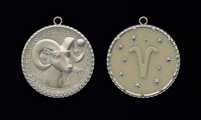 Zodiac Horoscope Aries Two Sided Pendant 3D model 3D printable | CGTrader