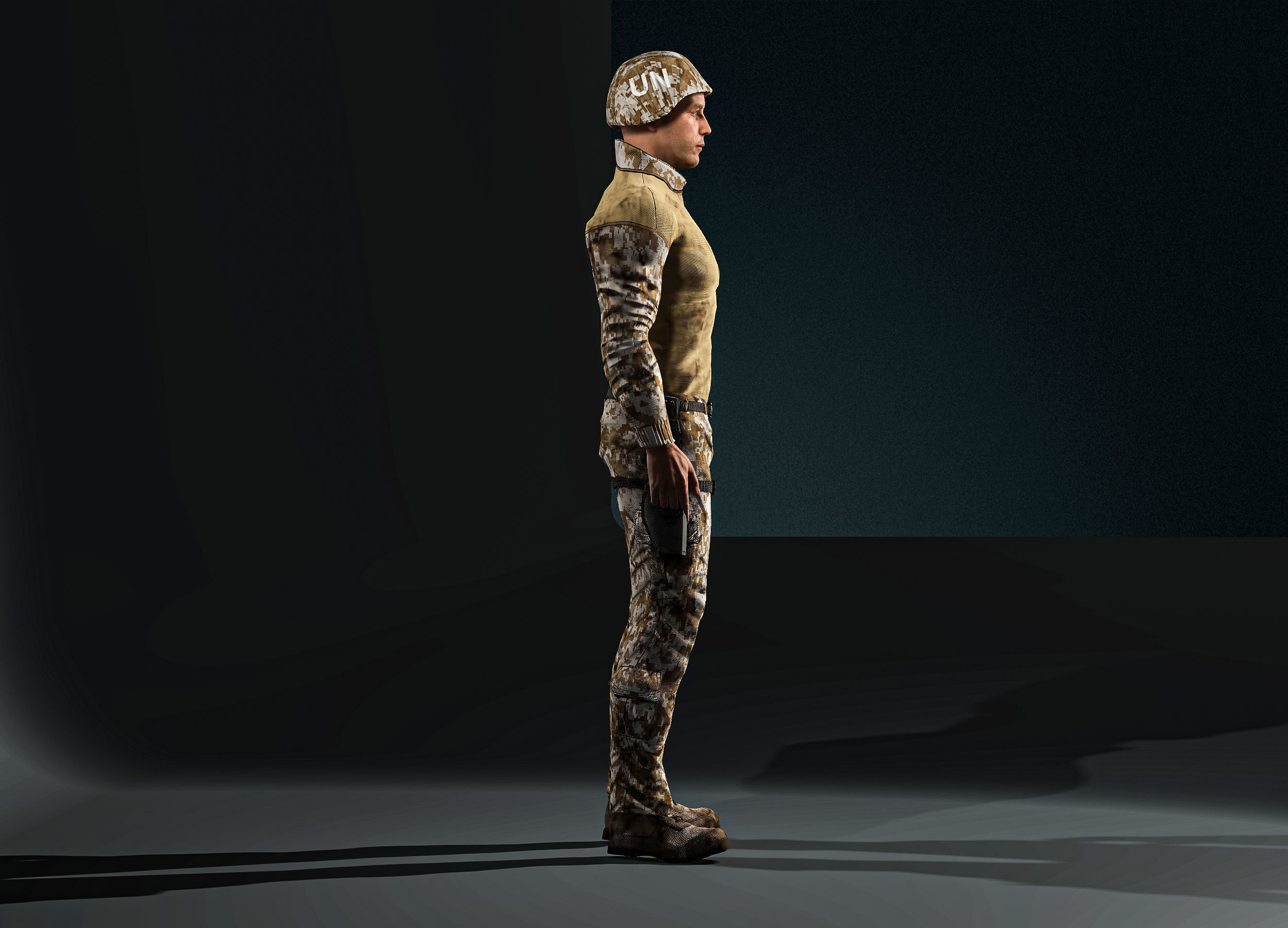 3D model High Quality Realistic Soldier Sand 03 VR / AR / low-poly ...