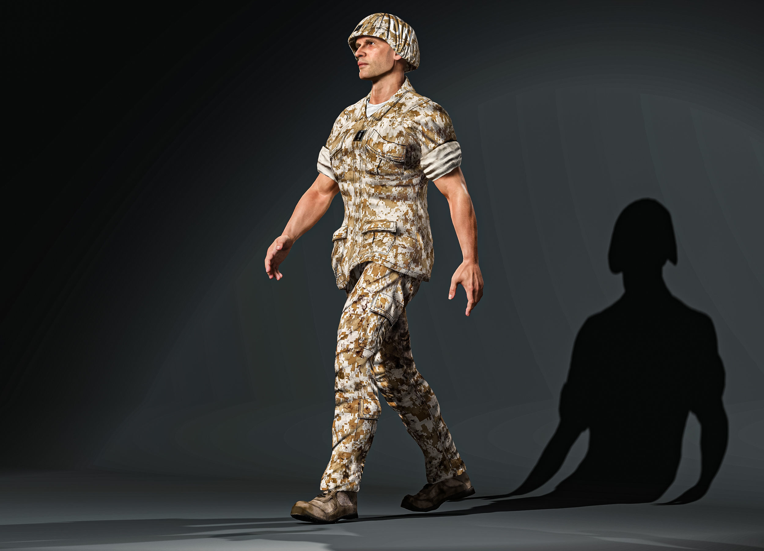 3D model High Quality Realistic Soldier Sand 01 VR / AR / low-poly ...